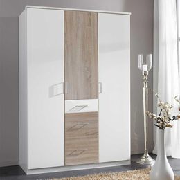 Pharao24.de Zweifarbiger Dreht&uuml;renschrank mit drei Schubladen 135 cm breit