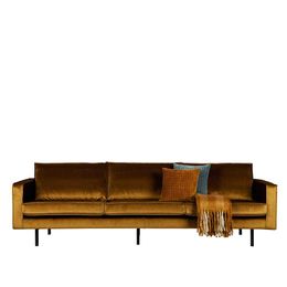 Pharao24.de Samt Sofa in Honigfarben Retrostil