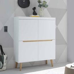 Pharao24.de Wohnzimmer Highboard in Wei&szlig; Eichefarben
