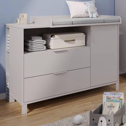 Pharao24.de Kommode Kinderzimmer Babykommode mit zwei Schubladen und Dreht&uuml;r