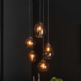 Pharao24.de H&auml;ngeleuchte modern 5-flammig aus Chromglas 150 cm hoch