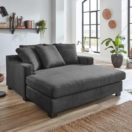 Pharao24.de Loveseat Mikrofaser Dunkelgrau in modernem Design 173 cm tief
