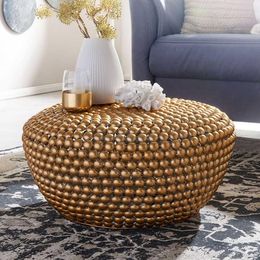 Pharao24.de Goldener Wohnzimmertisch im orientalischen Stil handgearbeitet