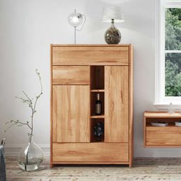 Pharao24.de Highboard aus Kernbuche Massivholz mit offenen F&auml;chern