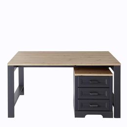 Pharao24.de B&uuml;rotisch Set mit Rollcontainer Landhausstil (zweiteilig)