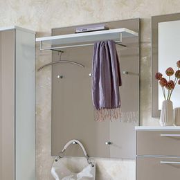 Pharao24.de Wandpaneel Garderobe in Taupe Glas Wei&szlig;