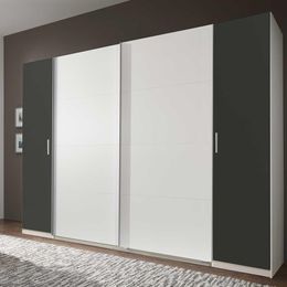 Pharao24.de Moderner Kleiderschrank in Wei&szlig; und Dunkelgrau Made in Germany