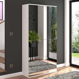 Pharao24.de Dielenkleiderschrank mit Spiegel 193 cm hoch 34 cm tief (zweiteilig)