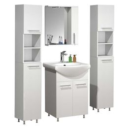 Pharao24.de Bad Set inklusive Beleuchtung in Wei&szlig; modernes Design (vierteilig)