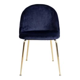Pharao24.de Esszimmer St&uuml;hle in Dunkelblau Samt Retrostil (2er Set)