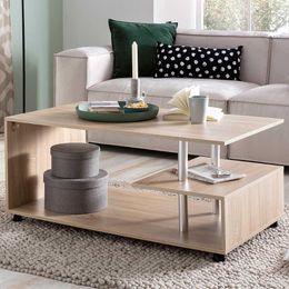 Pharao24.de Rollen Couchtisch in Sonoma Eiche 105 cm breit