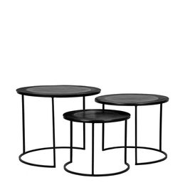 Pharao24.de Dreisatz Metalltische in Schwarz handgearbeitet (dreiteilig)