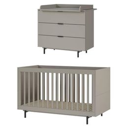 Pharao24.de Babyzimmer Set Babyzimmer Komplettset in Grau melaminbeschichtet (zweiteilig)