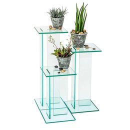 Pharao24.de Blumens&auml;ulen aus Glas in Transparent 56 cm hoch (dreiteilig)