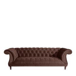 Pharao24.de Braune Velours Dreisitzer Couch im Barockstil 253 cm breit