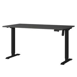 Pharao24.de Schreibtisch H&ouml;henverstellbarer Schreibtisch in Schwarz und Dunkelgrau 80 cm tief