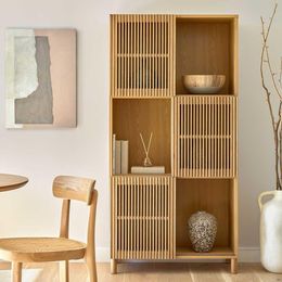 Pharao24.de Skandi Highboard in Eichefarben 170 cm hoch - 85 cm breit