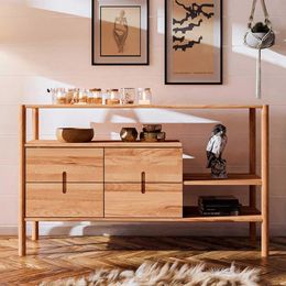 Pharao24.de Holzregal mit Schubladen aus Wildbuche Massivholz 142 cm breit