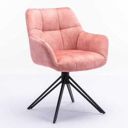 Pharao24.de Moderne Armlehner in Rosa und Schwarz Velours und Metall (2er Set)