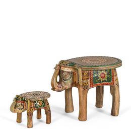 Pharao24.de Beistelltisch Beistelltischchen im orientalischen Stil handbemalt (zweiteilig)