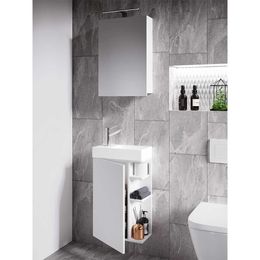 Pharao24.de Waschplatz G&auml;ste Toilette in Wei&szlig; inklusive Spiegelschrank (zweiteilig)