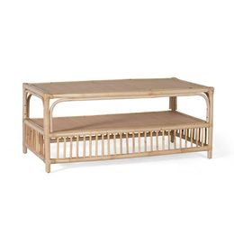 Pharao24.de Couchtisch Sofatisch aus Rattan mit Geflecht Oberfl&auml;che