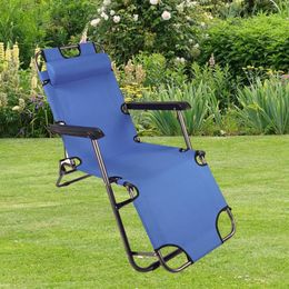 Pharao24.de Garten Klappstuhl mit Untergestell aus Metall in Blau