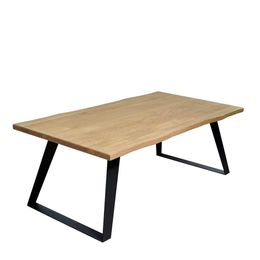 Pharao24.de Sofatisch Holz mit Baumkante Wildeiche und Metall