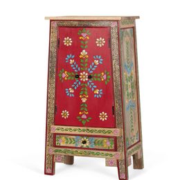 Pharao24.de Kommode Wohnzimmerschrank mit einer Schublade und Blumen Motiv