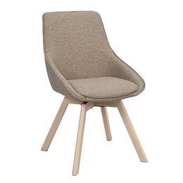 Pharao24.de Stuhl K&uuml;che K&uuml;chenstuhl in Beigegrau und Holz White Wash (2er Set)