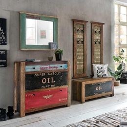Pharao24.de Flurgarderobenset im Vintage Look Recyclingholz (f&uuml;nfteilig) in Bunt Pharao24