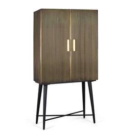 Pharao24.de Highboard Holzkommode in Schwarz mit Dreht&uuml;ren