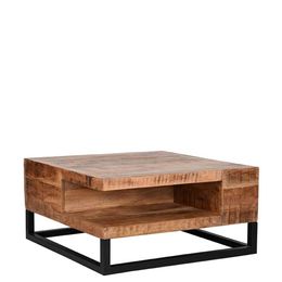 Pharao24.de Couchtisch aus Metall Massivholzplatte