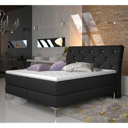 Pharao24.de Doppelbett Polsterbett in Schwarzbraun 215 cm tief