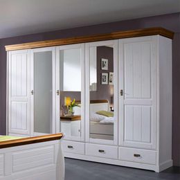 Pharao24.de Schlafzimmer Kleiderschrank in Wei&szlig; Spiegelglas