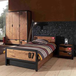 Pharao24.de Kinderzimmer Set modern in Schwarz Kieferfarben (dreiteilig)