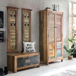 Pharao24.de Vintage Garderobe aus Recyclingholz Braun und Bunt (vierteilig)