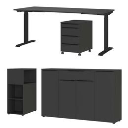 Pharao24.de Schreibtisch Set B&uuml;ro Set in modernem Design melaminbeschichtet (vierteilig)