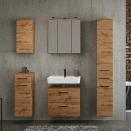 Pharao24.de Badm&ouml;belset Wildeiche Holzoptik 185 cm hoch (f&uuml;nfteilig)
