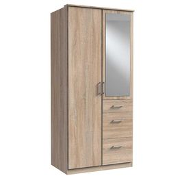 Pharao24.de Kleiderschrank Eiche S&auml;gerau NB mit Spiegel drei Schubladen