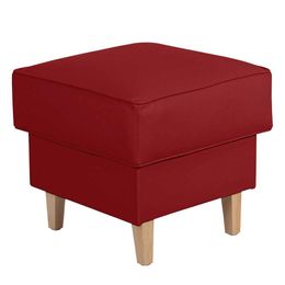 Pharao24.de Polsterhocker Kunstleder rot im Landhausstil Vierfu&szlig;gestell aus Holz