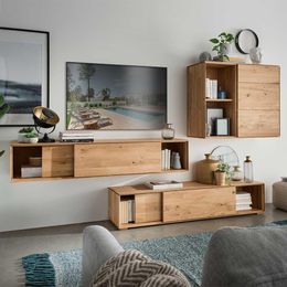 Pharao24.de TV Wohnwand Wildeiche aus Massivholz modernem Design (dreiteilig)