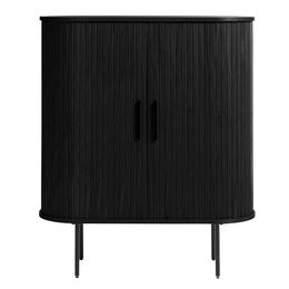 Pharao24.de Skandi Stil Wohnzimmer Highboard in Schwarz Schiebet&uuml;ren