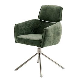 Pharao24.de Esszimmerst&uuml;hle modern drehbar Gestell aus Edelstahl (2er Set)