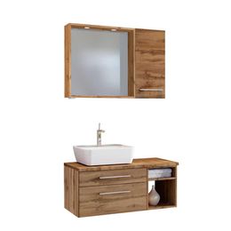 Pharao24.de Wandmontage Badezimmerm&ouml;bel in Wildeichefarben modern (dreiteilig)