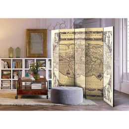Pharao24.de Spanische Wand mit historischem Weltkarten Motiv f&uuml;nf Elementen