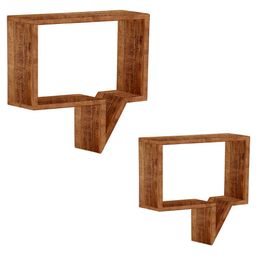 Pharao24.de H&auml;ngeregal Set aus Mangobaum Massivholz lackiert (zweiteilig)
