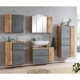 Pharao24.de Badezimmerm&ouml;bel Set 5teilig mit LED Beleuchtung 215 cm breit (f&uuml;nfteilig)