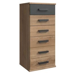 Pharao24.de Holzoptik Kommode mit sechs Schubladen Industry und Loft Stil