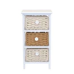 Pharao24.de Kleines Holzregal mit drei K&ouml;rben 58 cm hoch - 30 cm breit